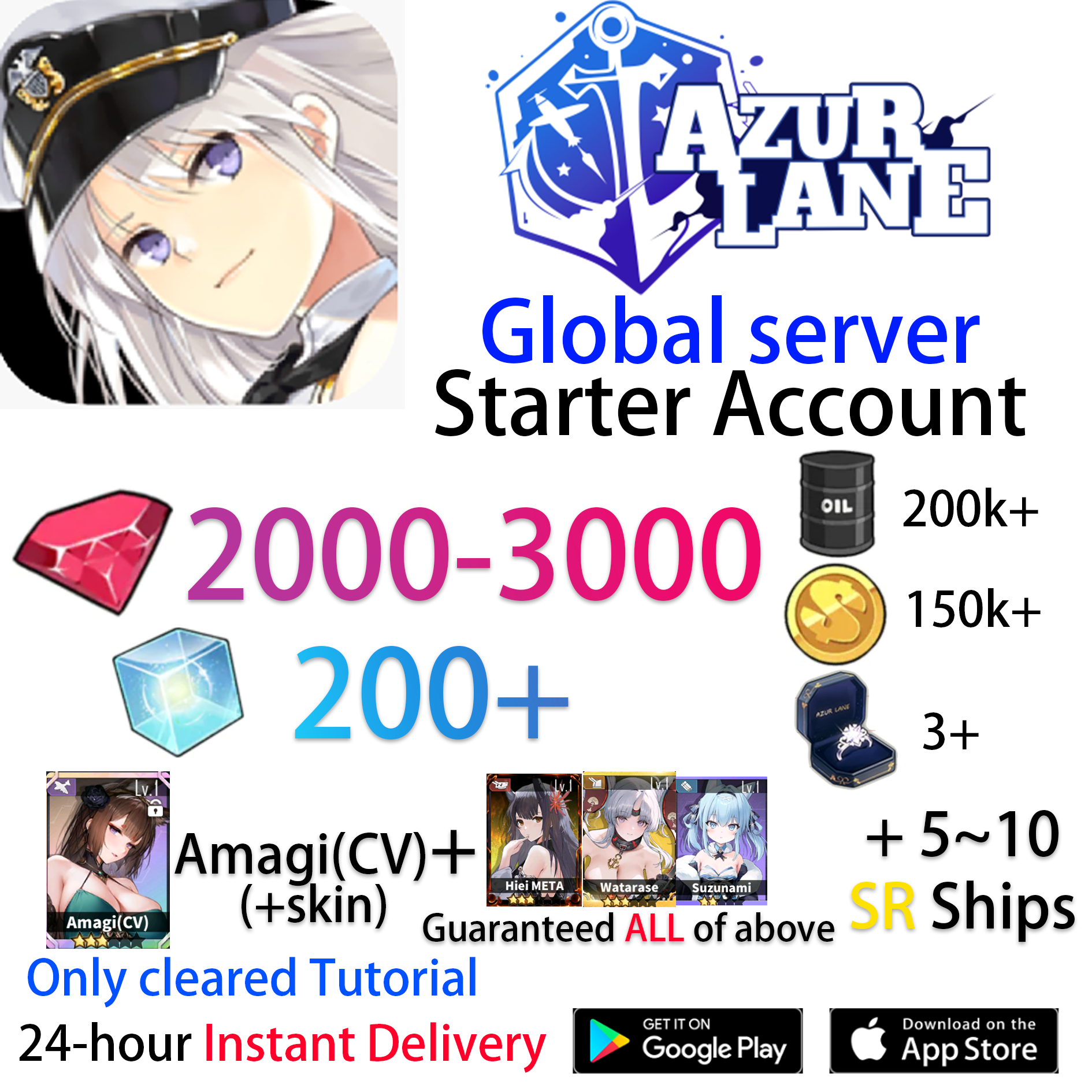 [EN/JP] Azur Lane Gems Starter Account - Collab/UR Ships/Rerolls ...