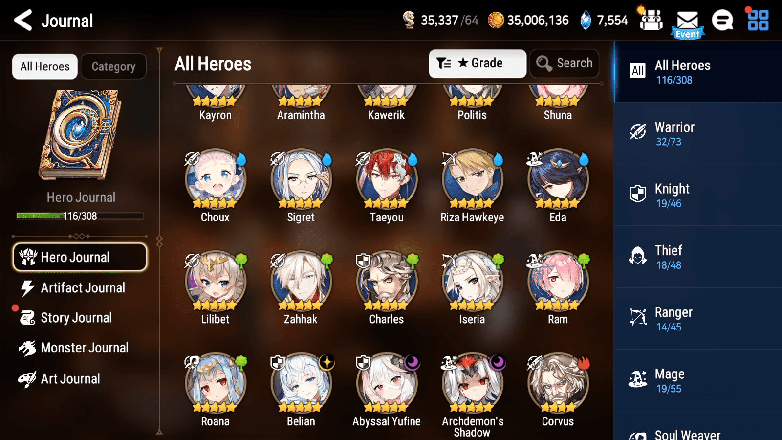 [Global] Epic 7 Seven 3ML Abyssal Yufine Belian Archdemon + ~32 ML sum ...