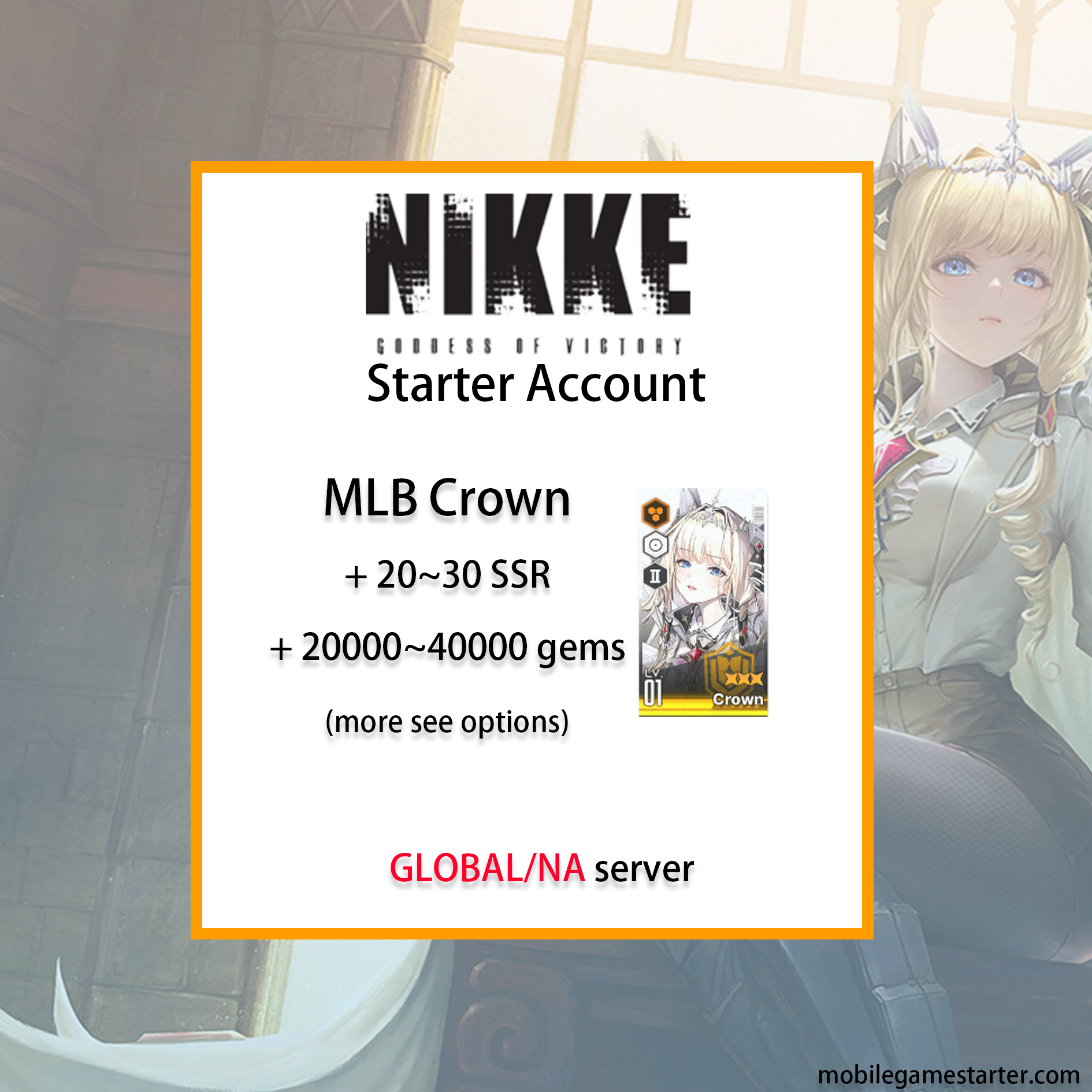 [GLOBAL/NA] MLB 4X Crown + 20~40k gems GODDESS OF VICTORY NIKKE starte ...