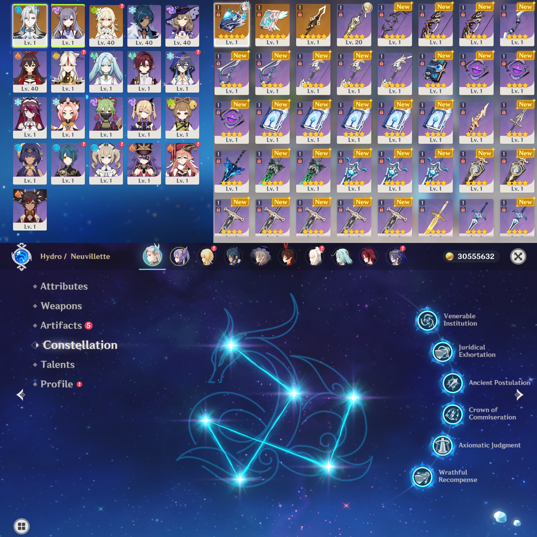 [NA] Genshin Impact C6 Neuvillette + BiS Signature Weapon C2 Keqing ...