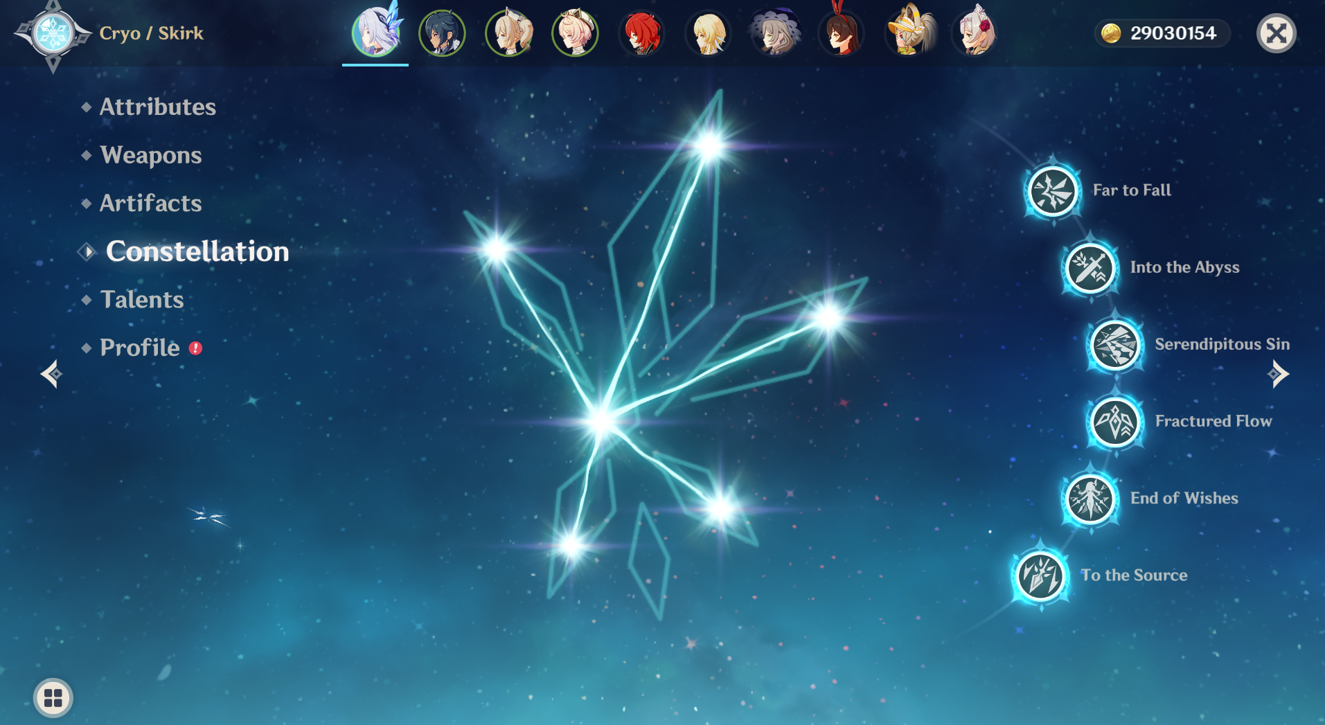 [NA] Genshin Impact LV80 C6 Skirk + BiS Signature Weapon + 80 Intertwi ...