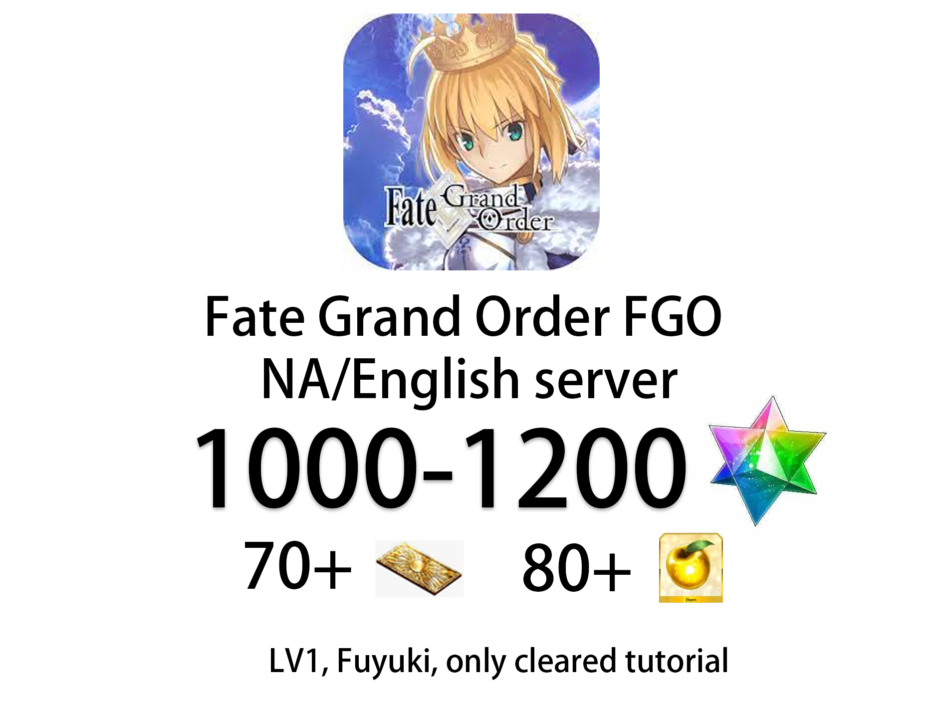 [NA][INSTANT] FGO 1000-1200SQ + 70-100 tickets Fate Grand Order Fuyuki ...